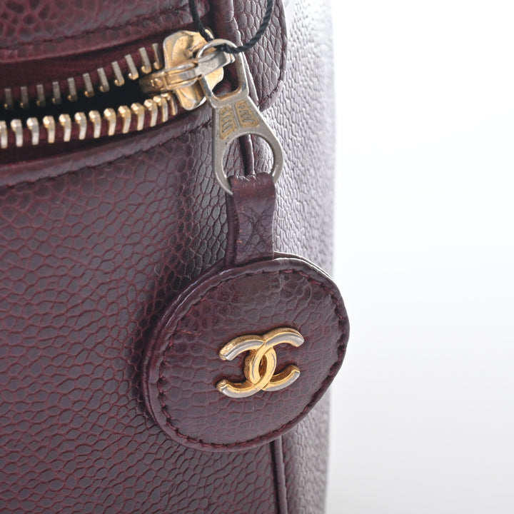 CHANEL バニティ キャビアスキン ワインレッド Gカード 2番 CHANEL バニティ キャビアスキン ワインレッド Gカード 2番